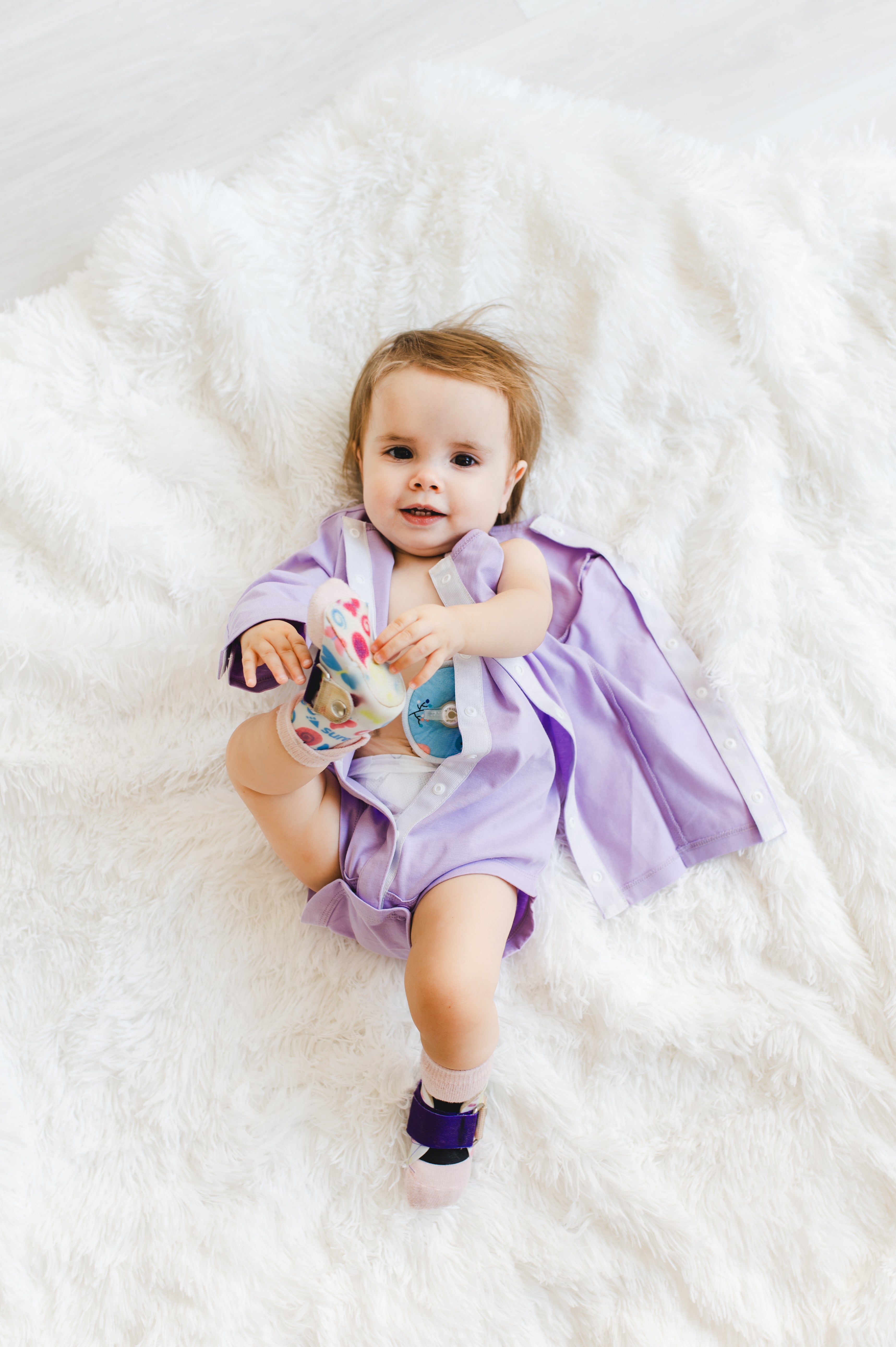 Lavender Long-Sleeve All-Access Bodysuit | Preemie to 4T | G-Tube, Cat – SpoonieThreads