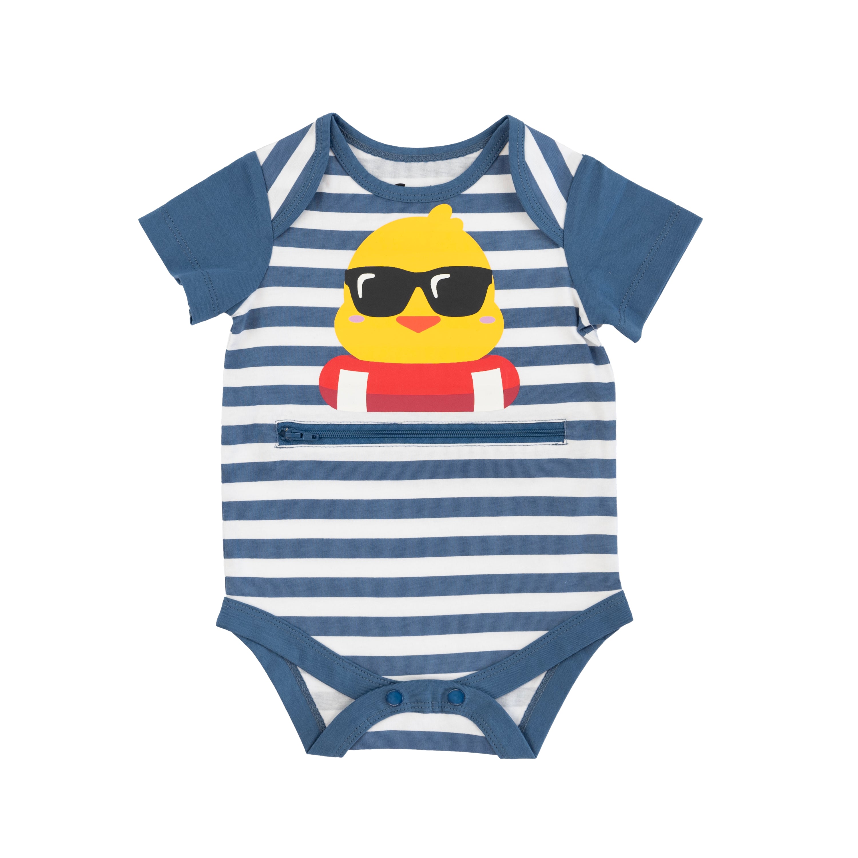 Navy Striped Duckie Short-Sleeve Tummy Zip Bodysuit | Preemie to 24M ...