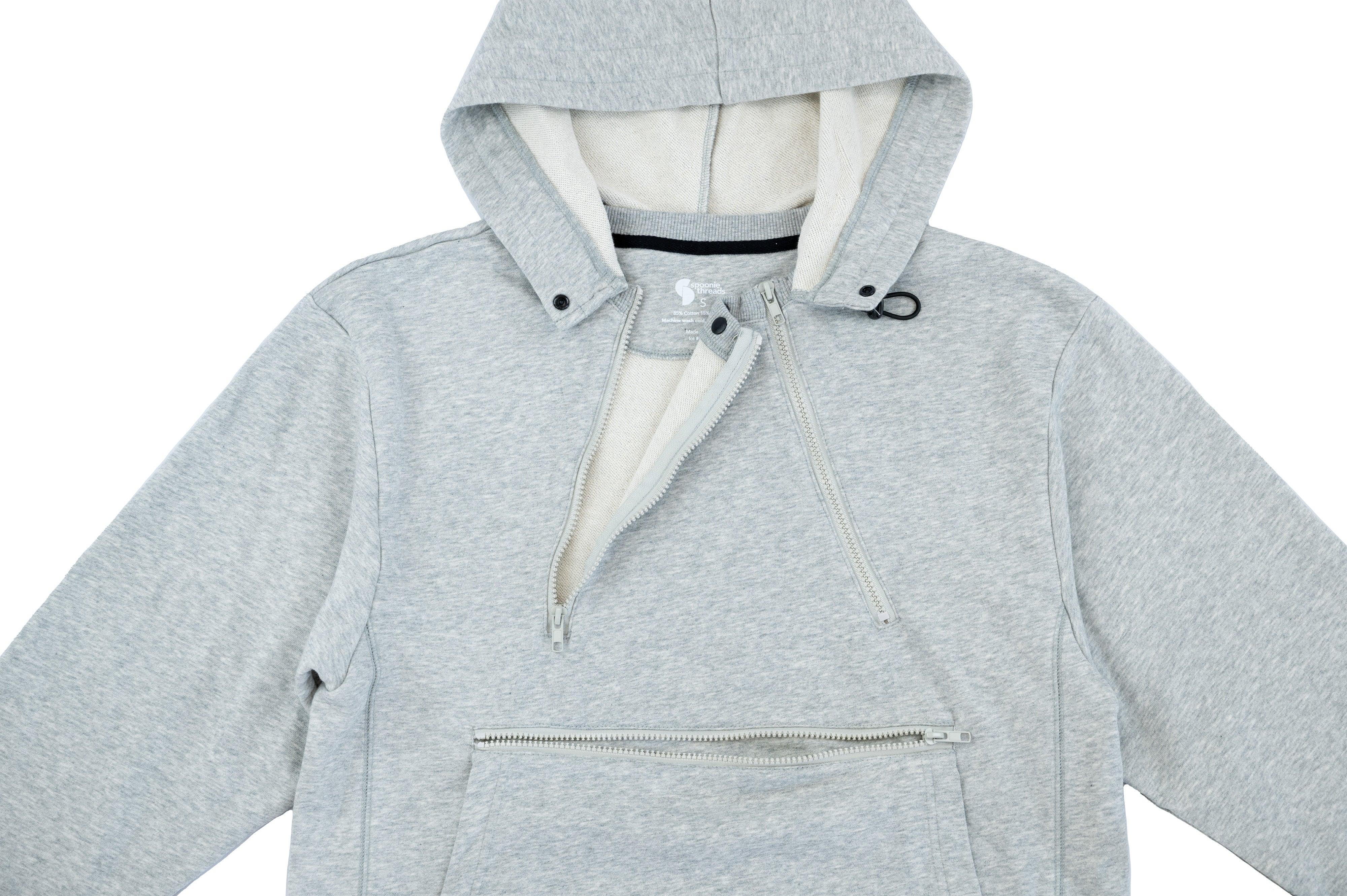 Gray Adult Chemo Chest Port & Abdomen Zipper Access Hoodie – SpoonieThreads
